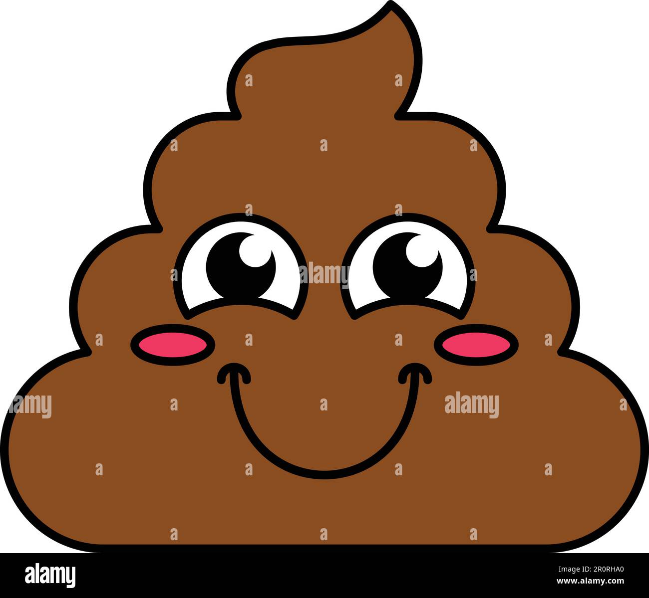Blushing poop emoji vector illustration. Shy, happy emoticon, timid ...