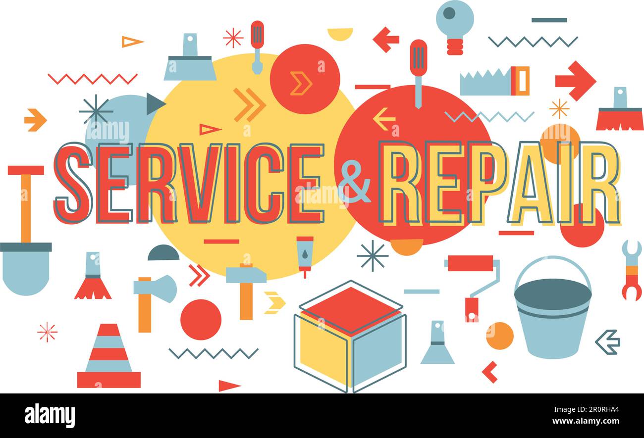 Repair shop word concept banner design. Maintenance service vector ...