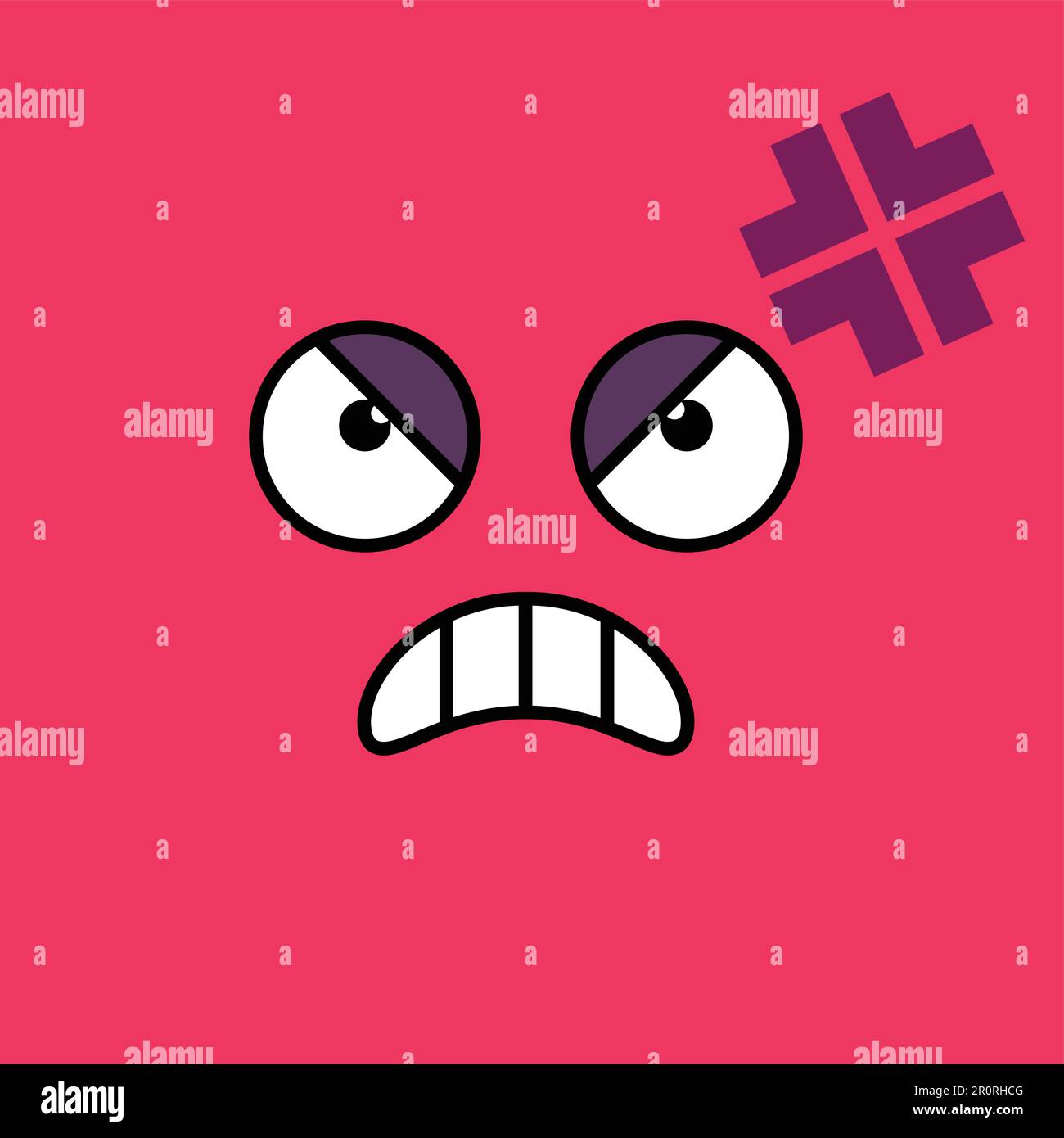 Angry, annoyed emoji vector illustration. Furious, mad emoticon, social media cartoon face Stock ...