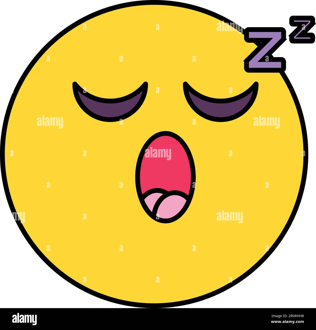 Sleeping emoji vector illustration. Exhausted, tired emoticon. Feeling, emotion cartoon sticker ...
