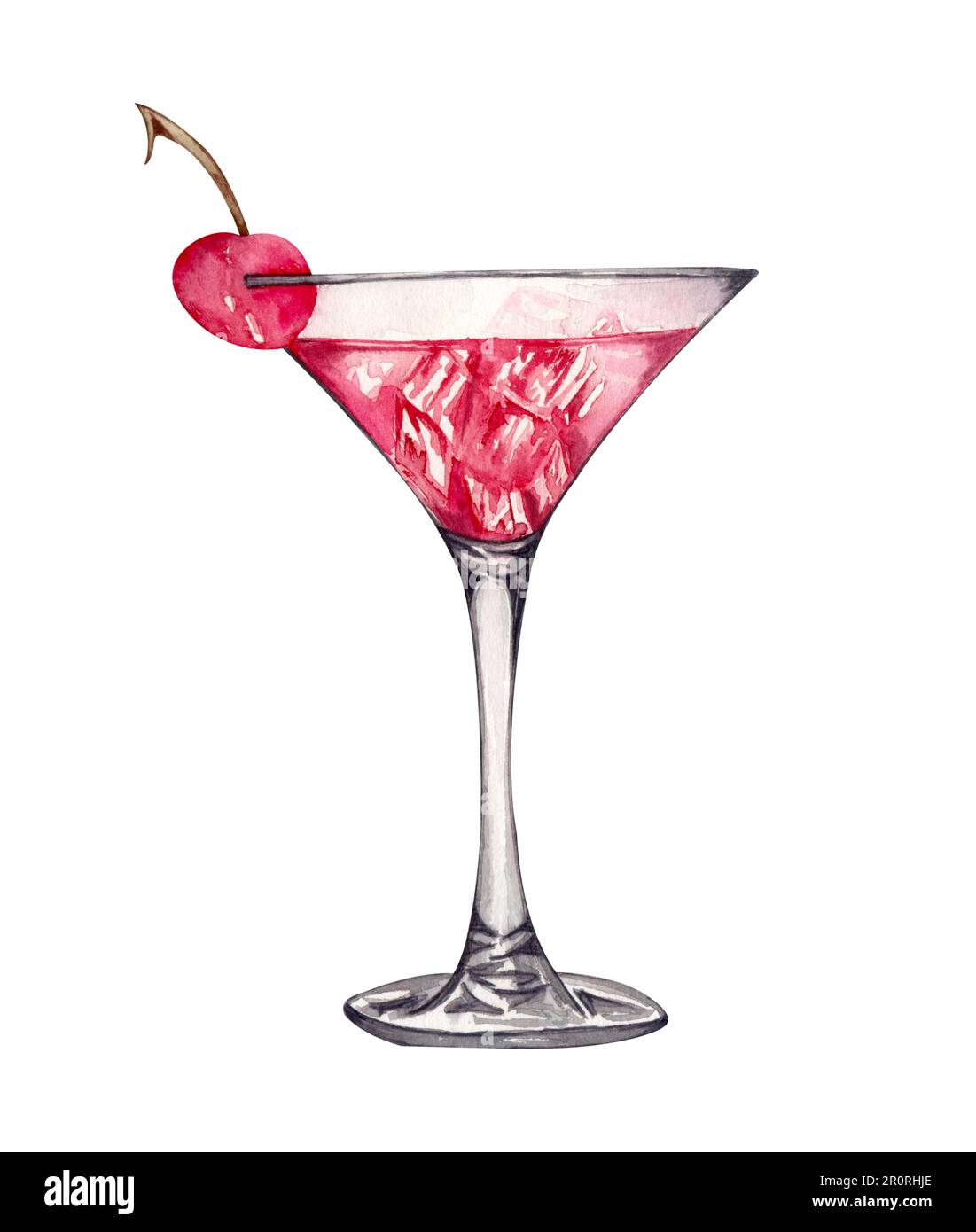 watercolor hand drawn red cocktails isolated on white background ...