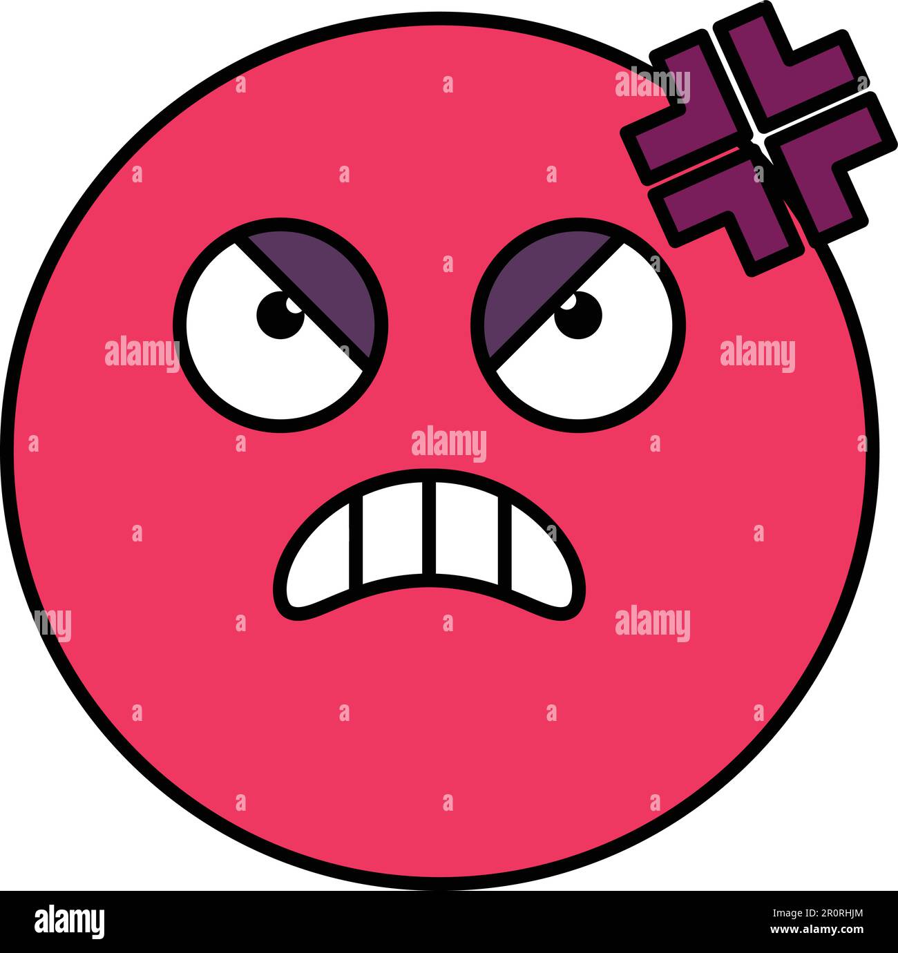 Angry, annoyed emoji illustration. Furious, anger emoticon, yellow ...
