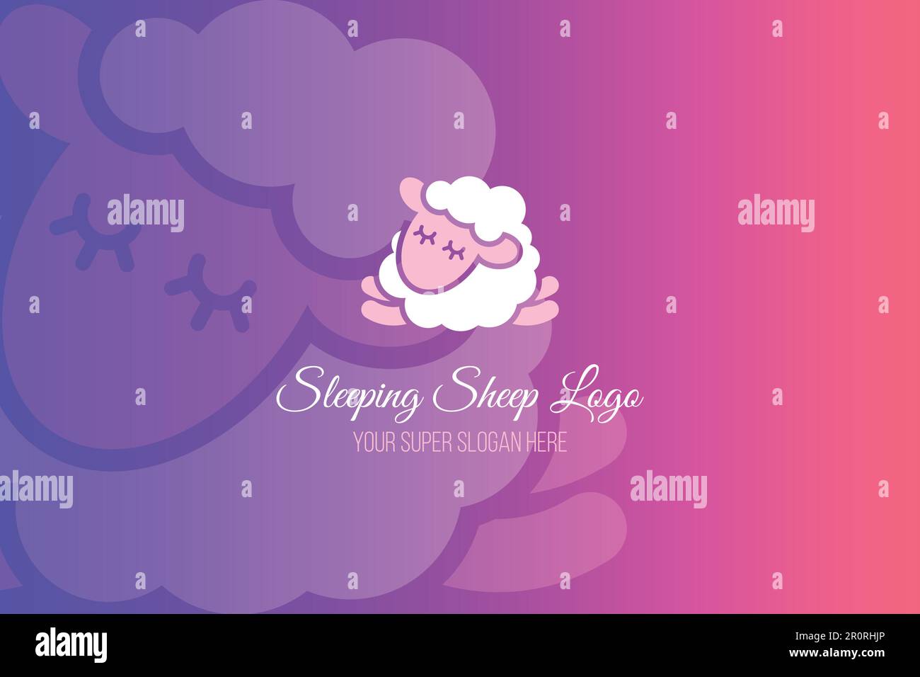 Sleeping sheep logo flat banner design. Calligraphic lettering with ...