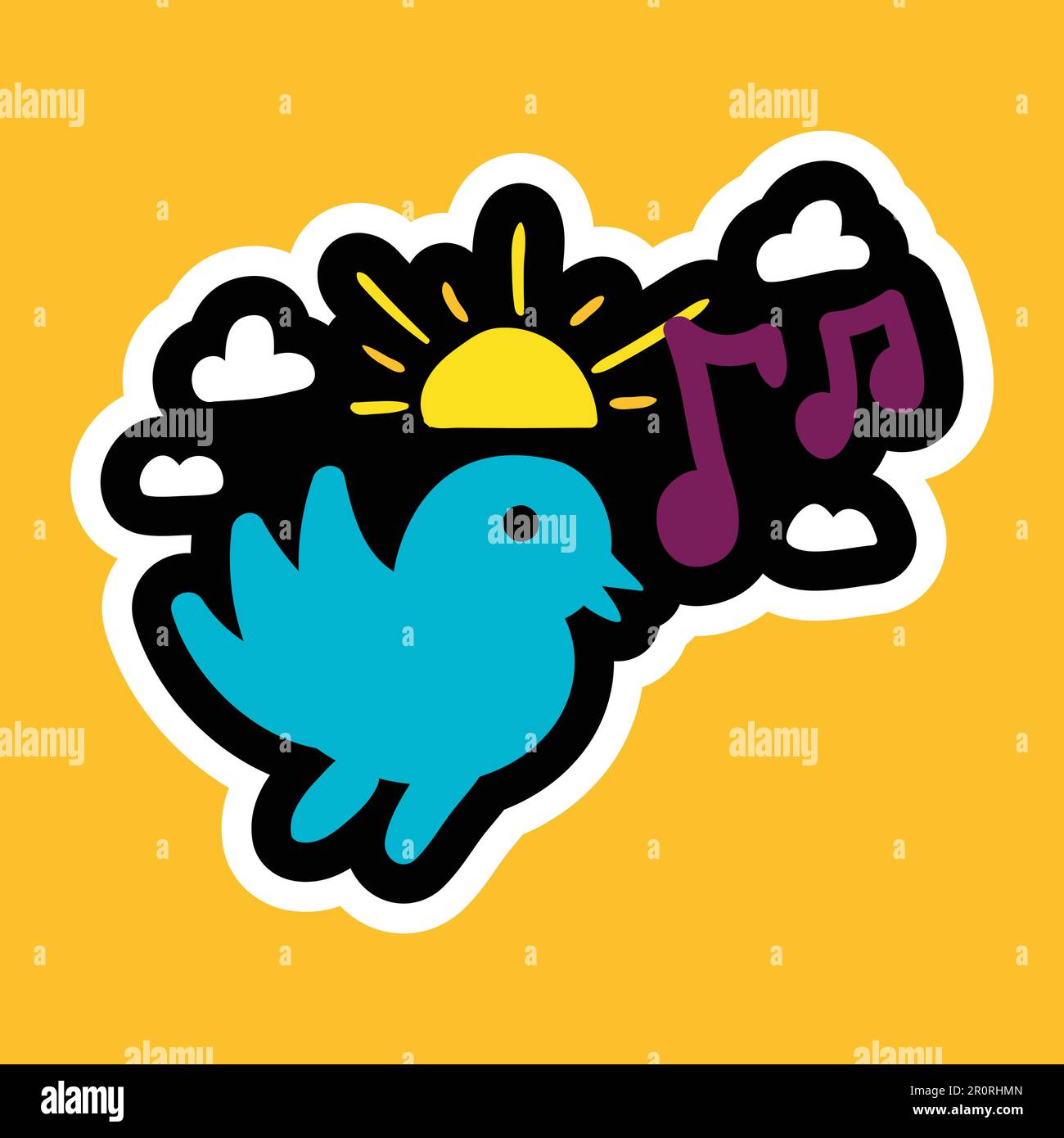 Good morning stitched frame illustration. Wake up sticker, patch. Dash ...