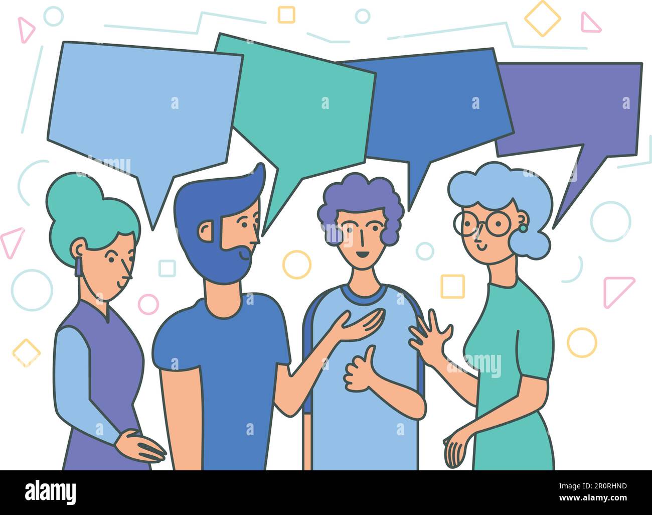 Friendship vector illustration. Young people cartoon characters. Social ...