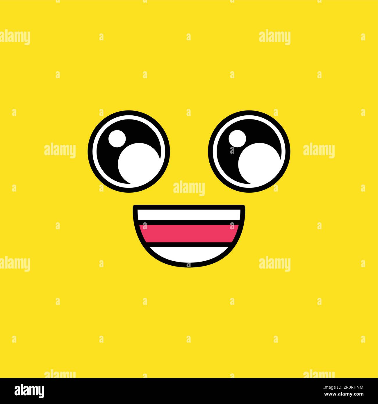 Cheerful smiling emoji vector illustration. Wide smile emoticon, social ...