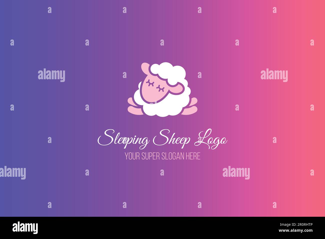 Sleeping sheep flat banner template. Calligraphic lettering on gradient ...