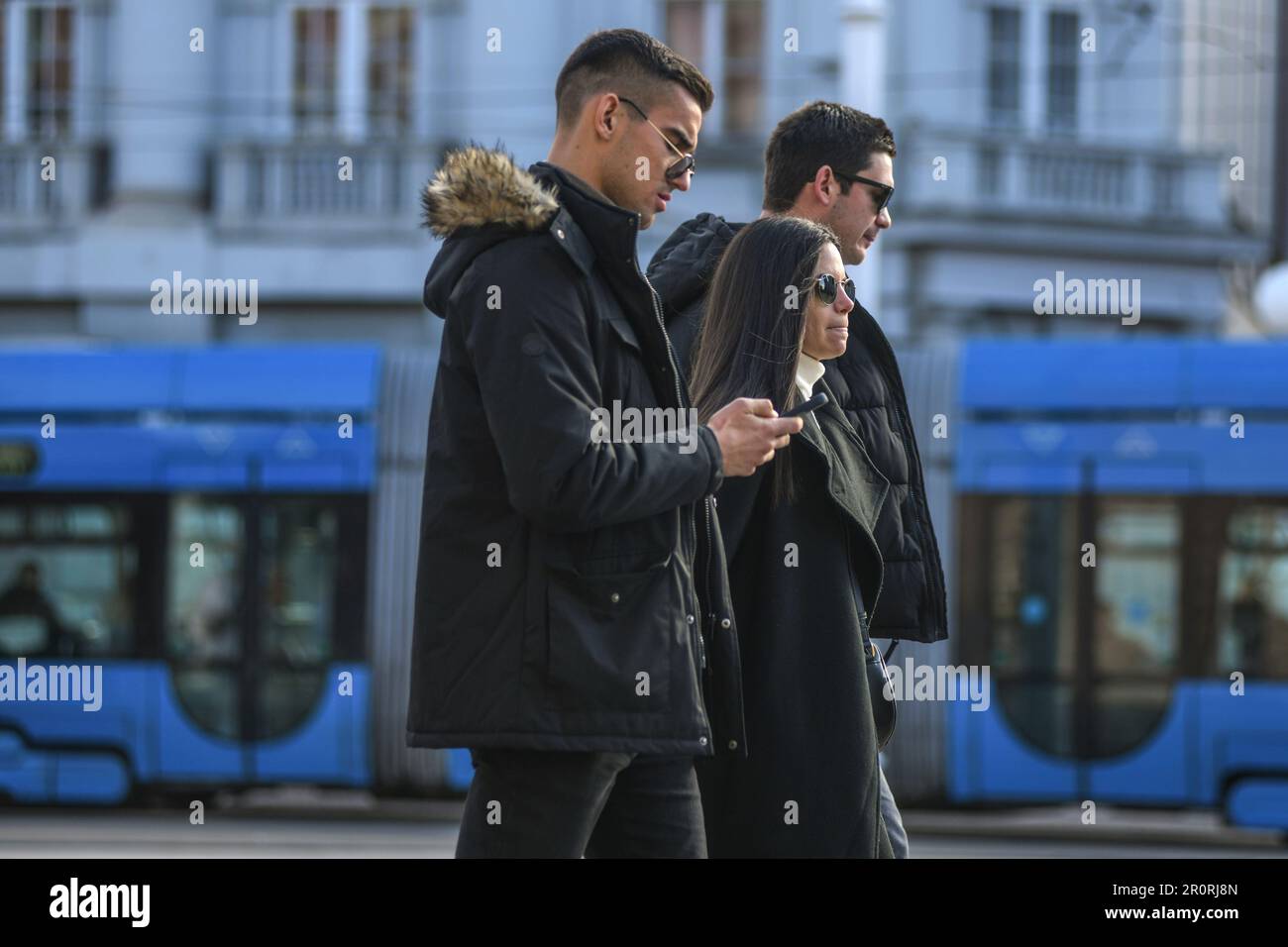 Croatian young people walking in Ban Jelacic Square, Zagreb, Croatia ...