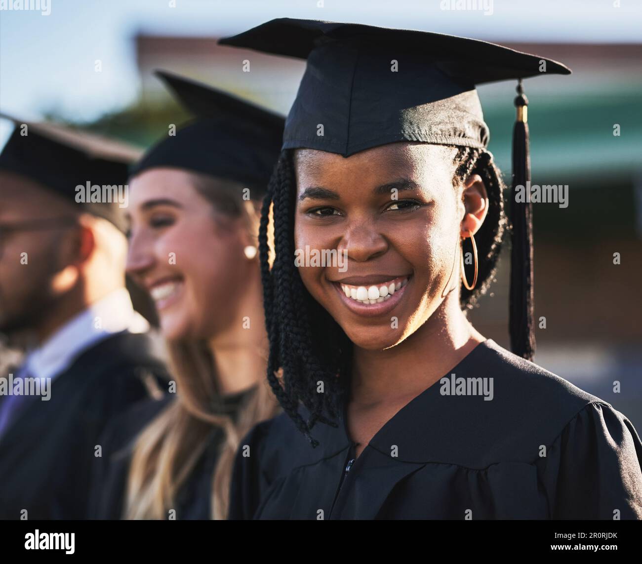 I never thought this day would come. Portrait of a smiling university ...