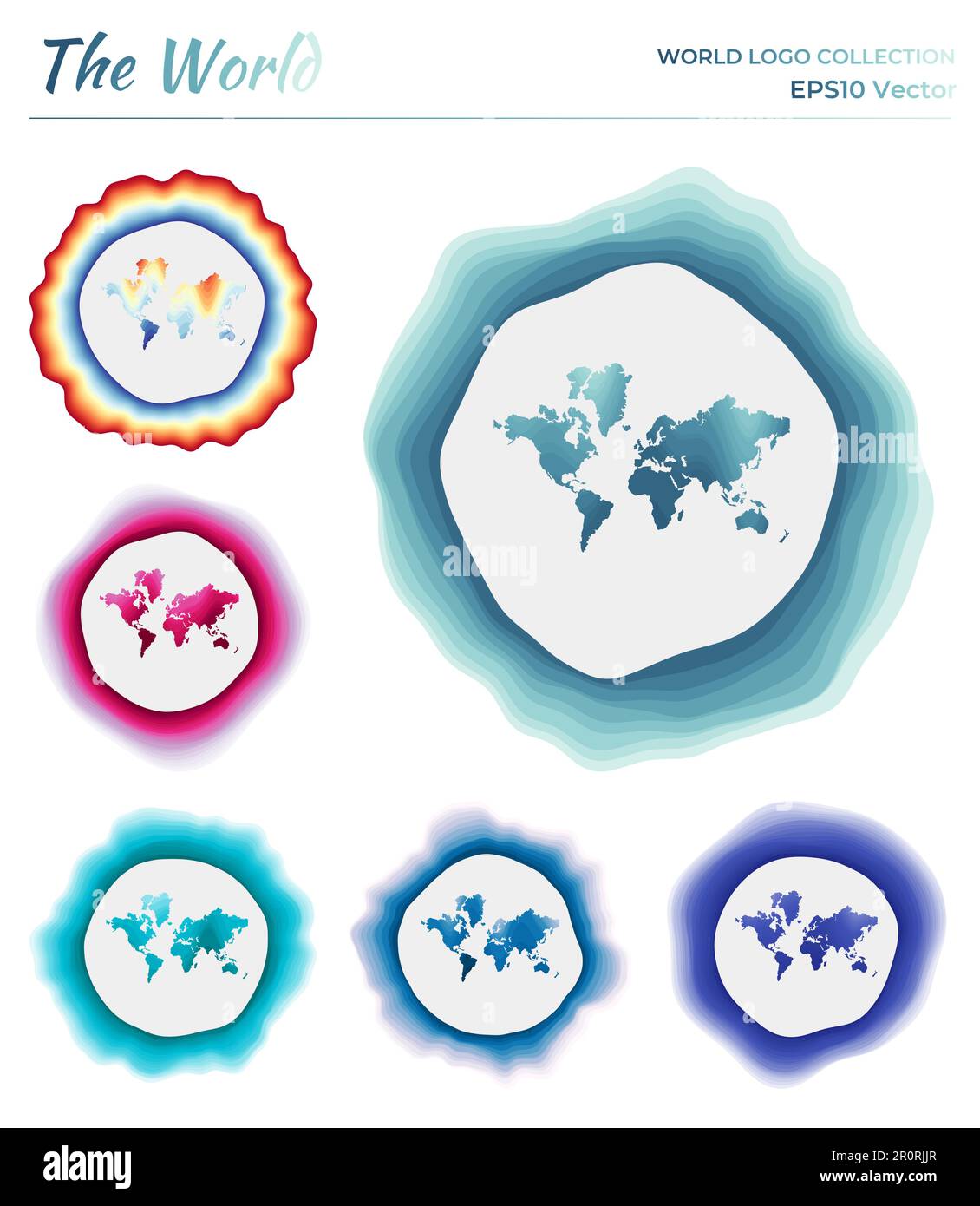 The World logo collection. Colorful badge of the world. Vector ...