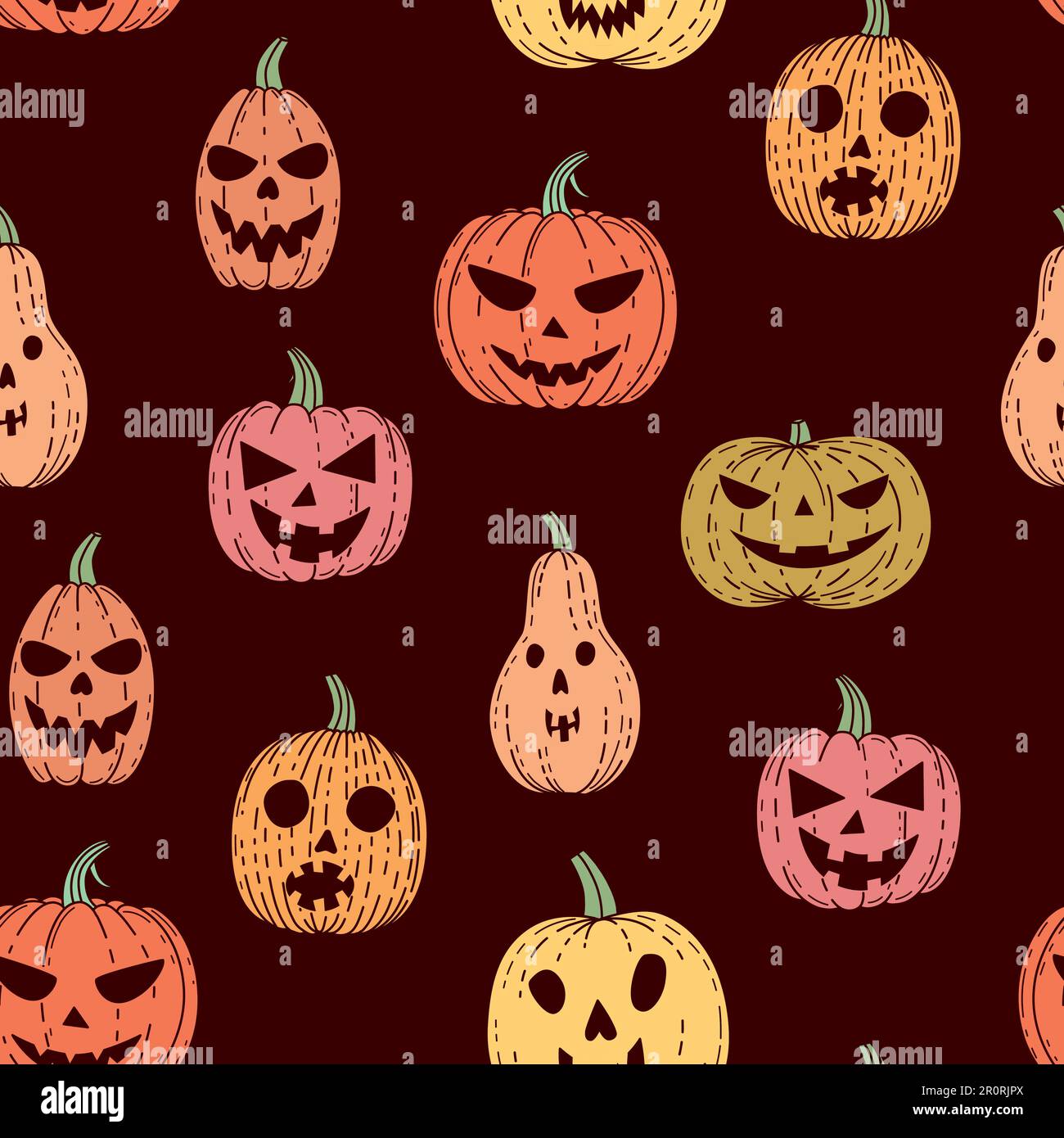 Pattern with jack o lanterns in retro style Stock Vector Image & Art ...