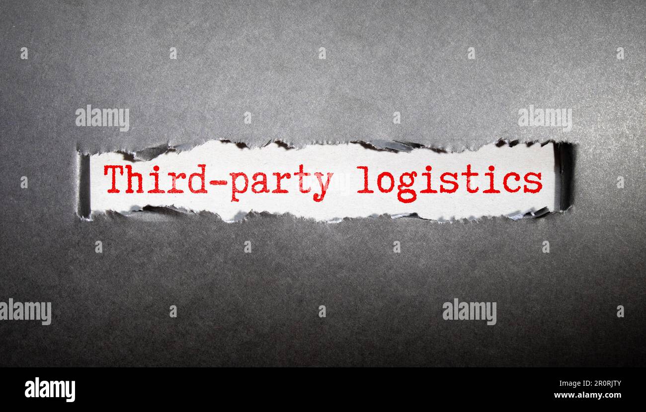 Text THIRD PARTY DELIVERY written on white paper note with pen and eye ...