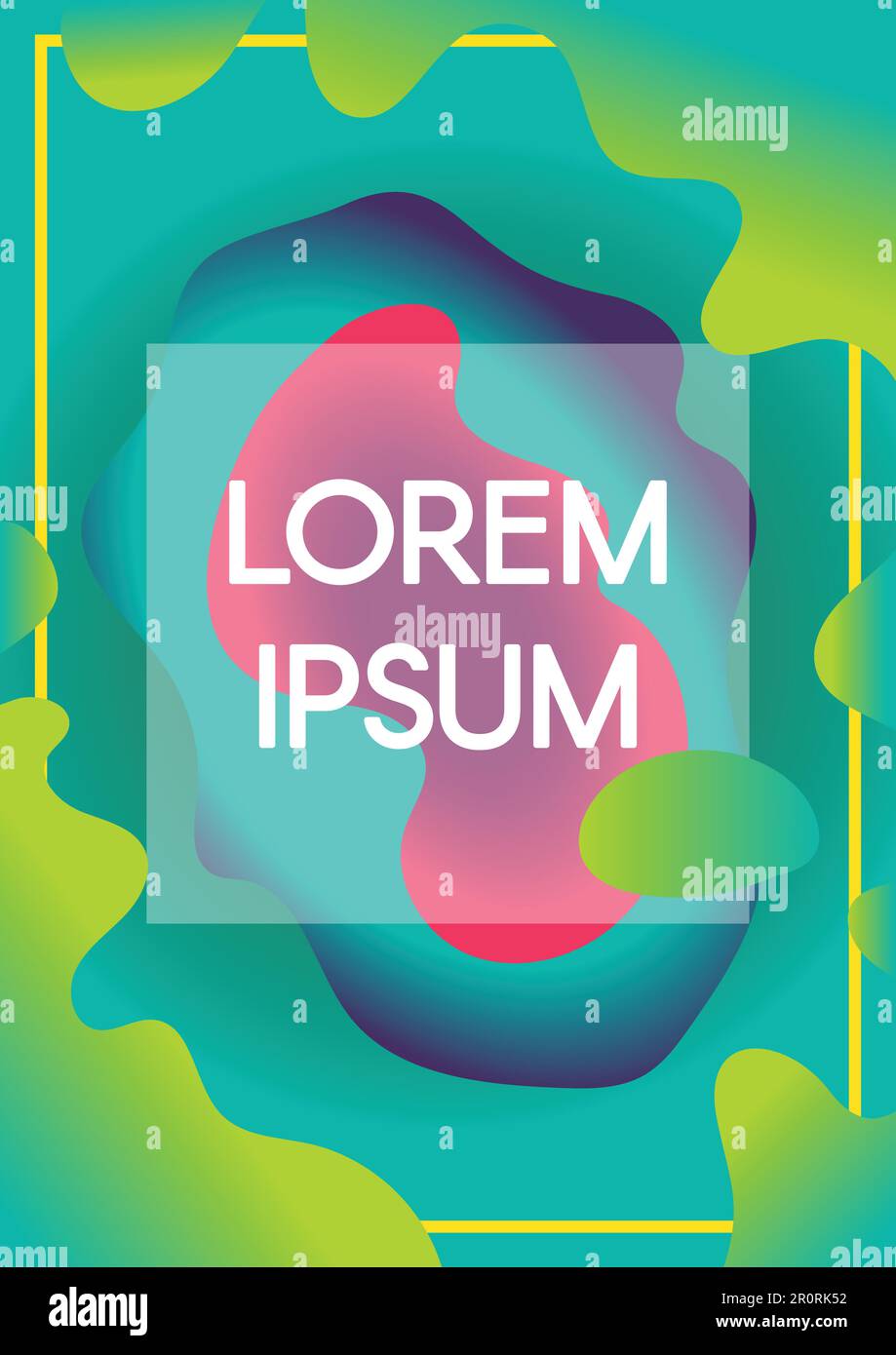 Acid fluid shapes with text frame borders. Abstract background with ...