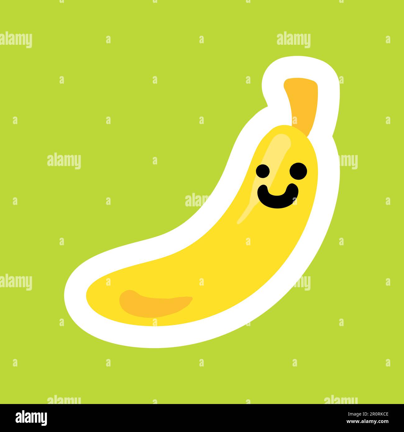 Smiling banana cartoon kawaii character. Banana fruit vector isolated illustration, green ...