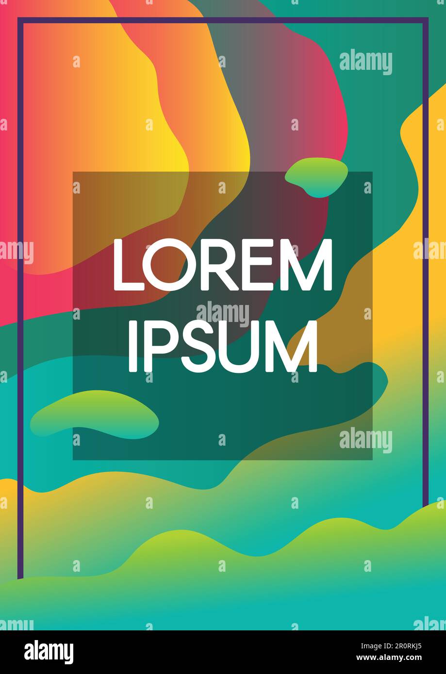 Abstract acid shapes with frame borders fluid background. Banner with ...