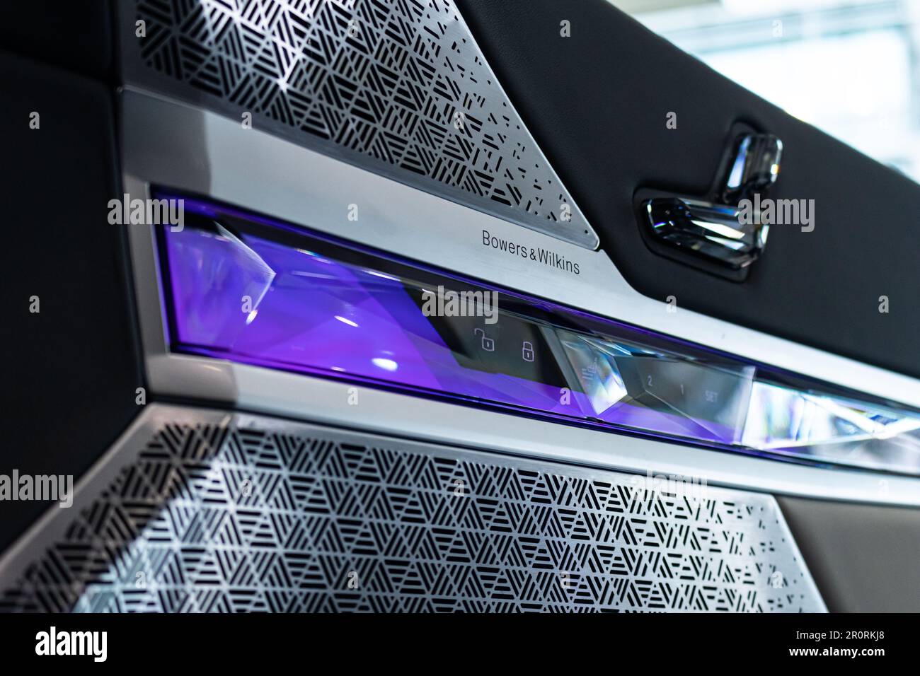 Interior Lighting and Pattern Detail inside 2023 BMW i7 Vehicle Stock ...