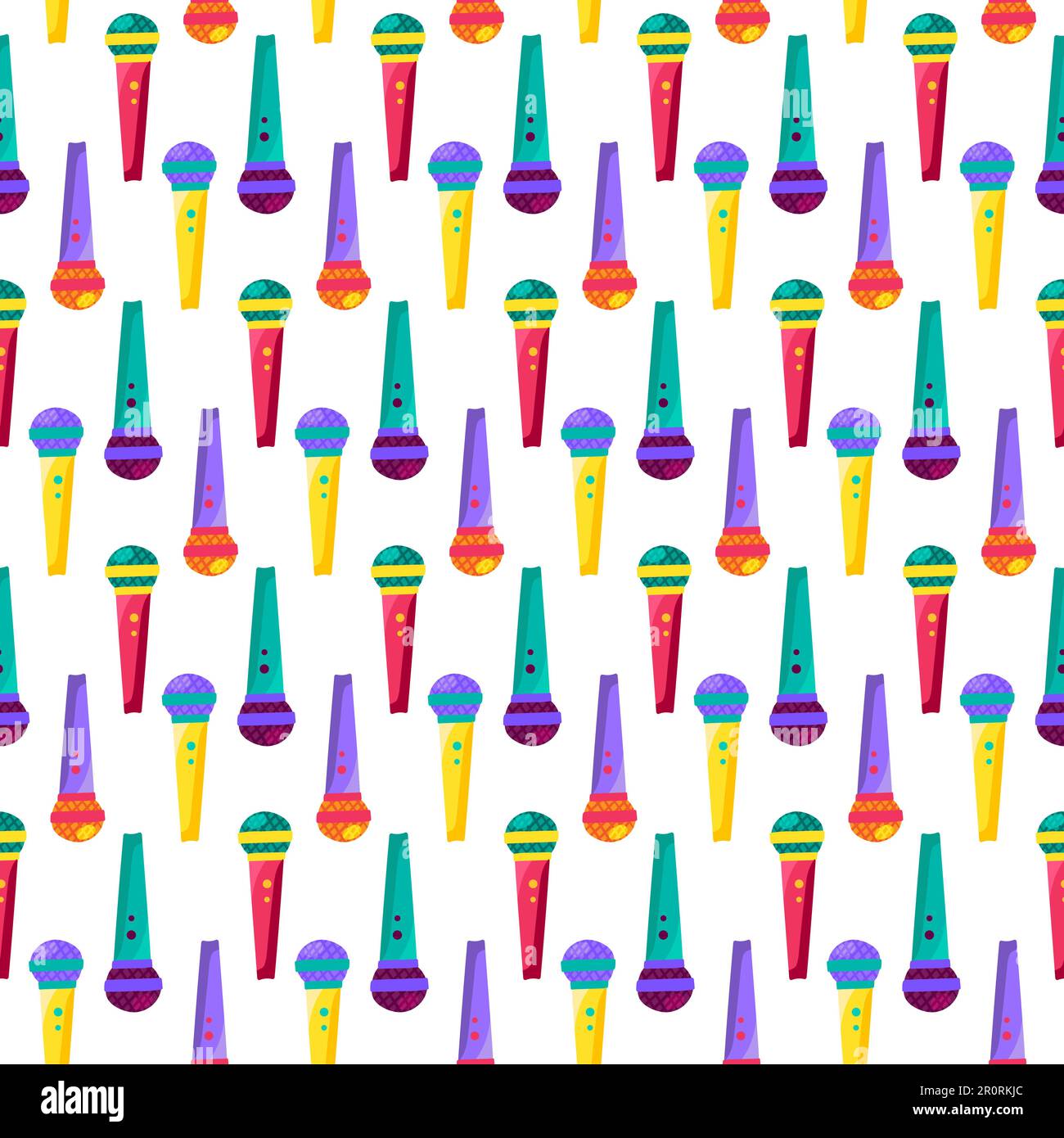 Microphone flat seamless pattern. Disco, party. Karaoke, mic cartoon ...