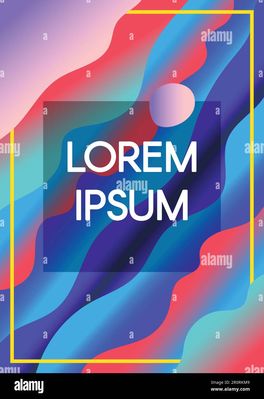 Abstract fluid waves with frame borders gradient background. Banner ...