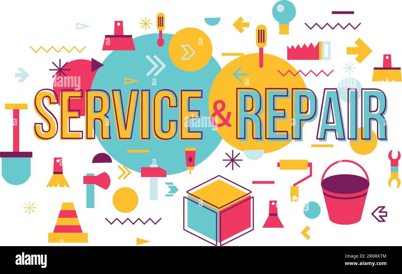 Repair shop word concept banner design. Maintenance service vector ...
