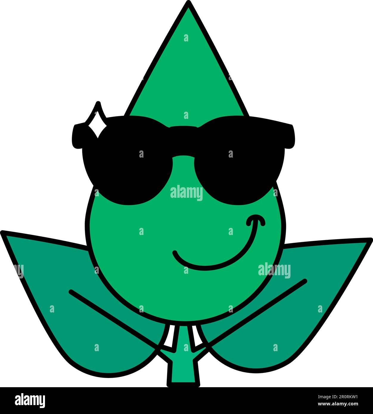 Tree leaf cool boy emoticon icon. Confident botanical emoji, macho face ...