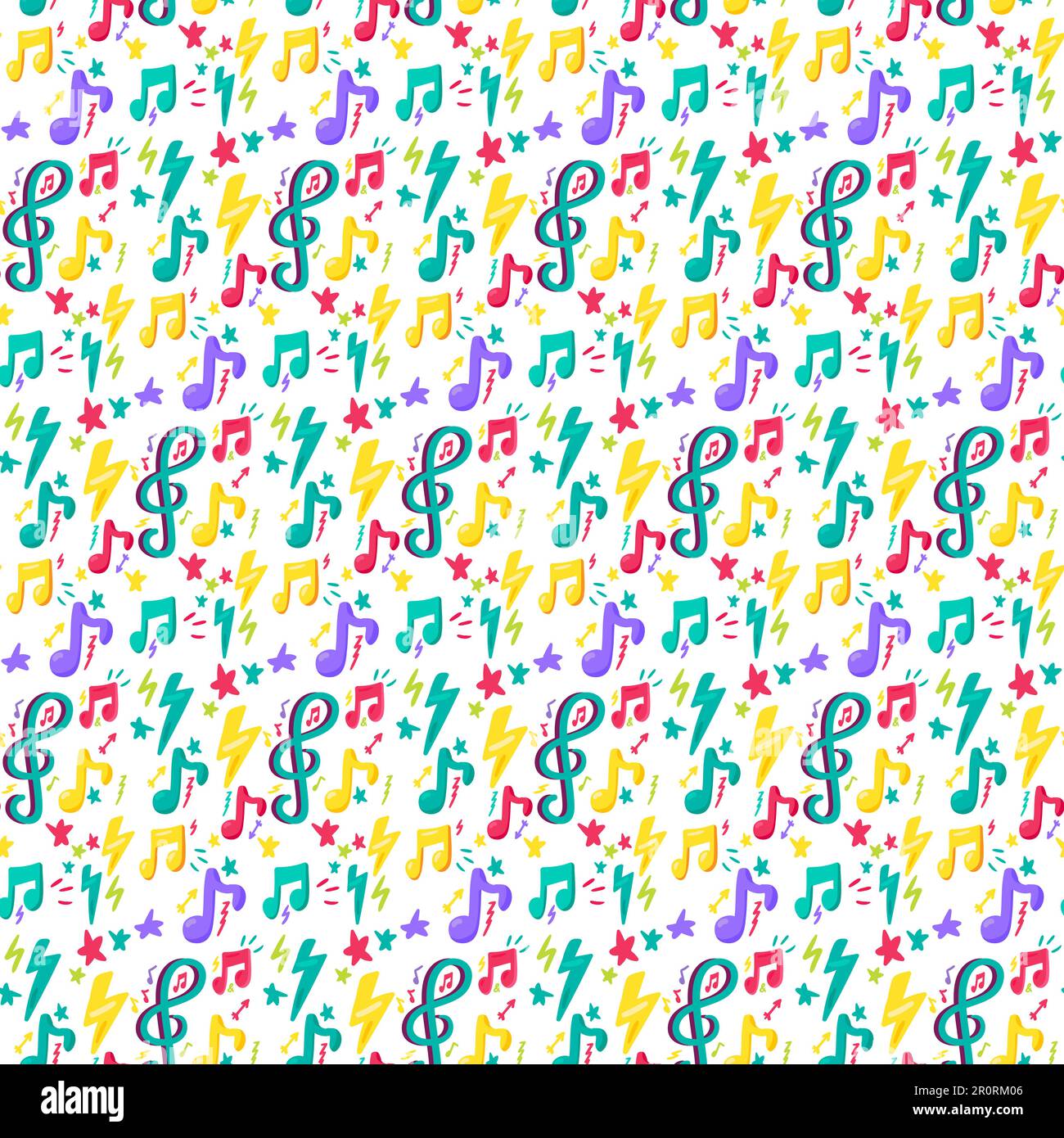 Musical flat vector seamless pattern. Notes, treble clef. Sound, music ...