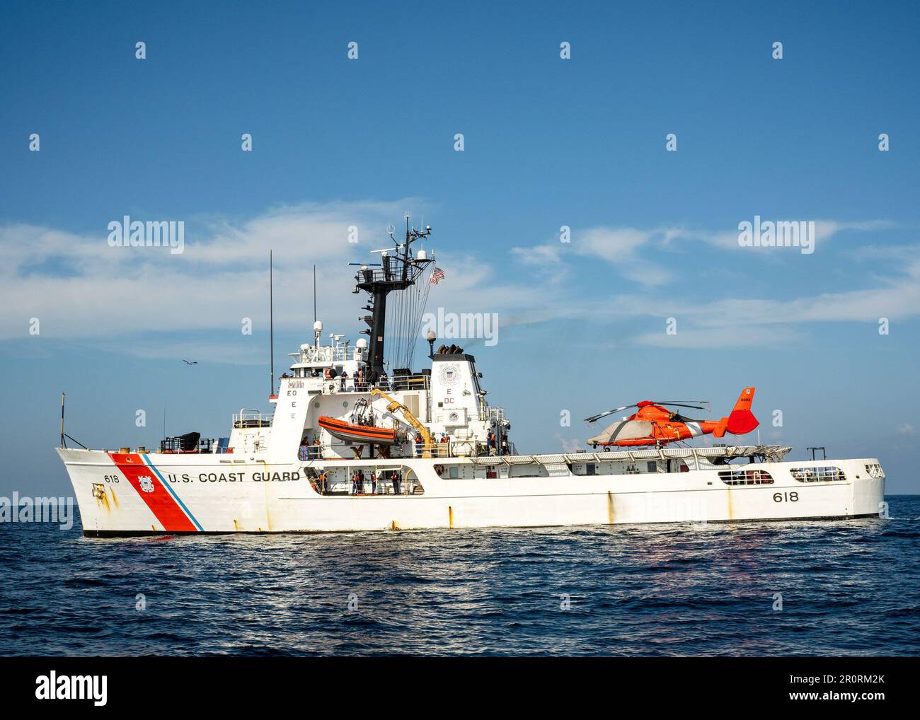 Deck crew from the U.S. Coast Guard Cutter Active (WMEC 618) prepare to ...