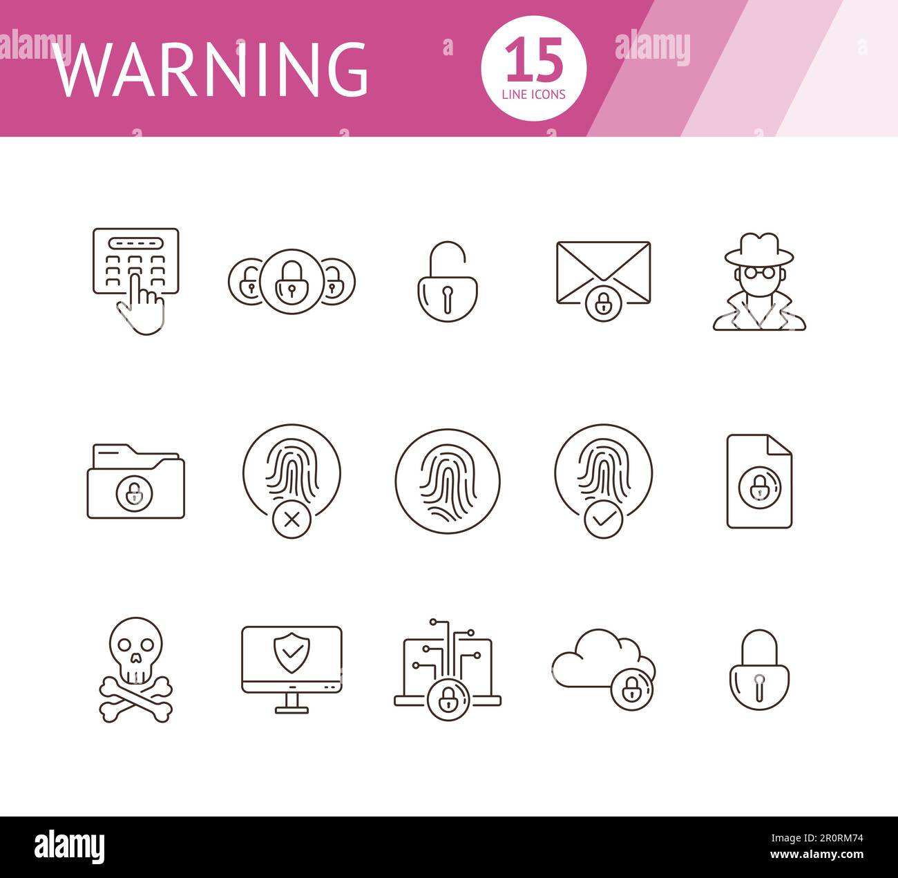 Warning line icons Stock Vector Image & Art - Alamy