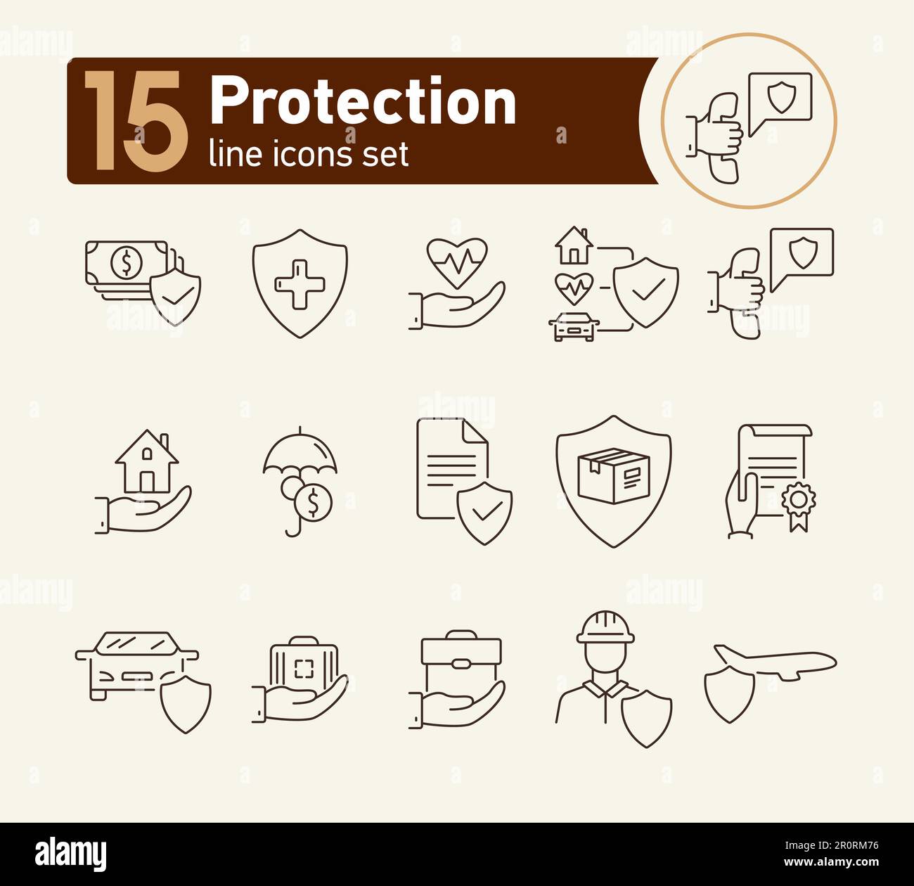 Protection line icon set Stock Vector Image & Art - Alamy