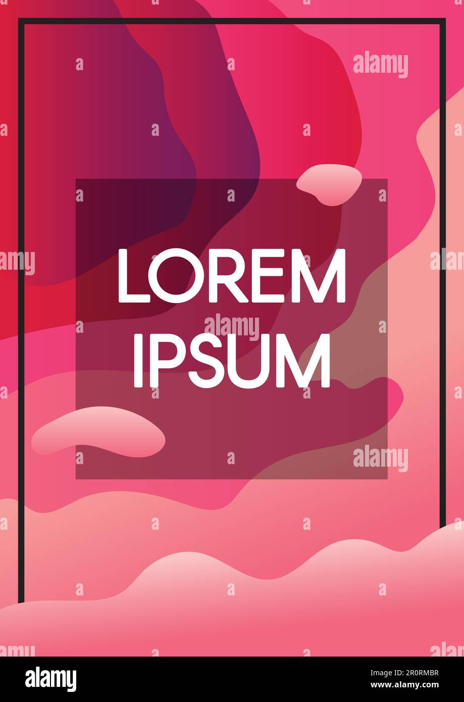 Abstract fluid waves pink background with text frame borders. Banner ...