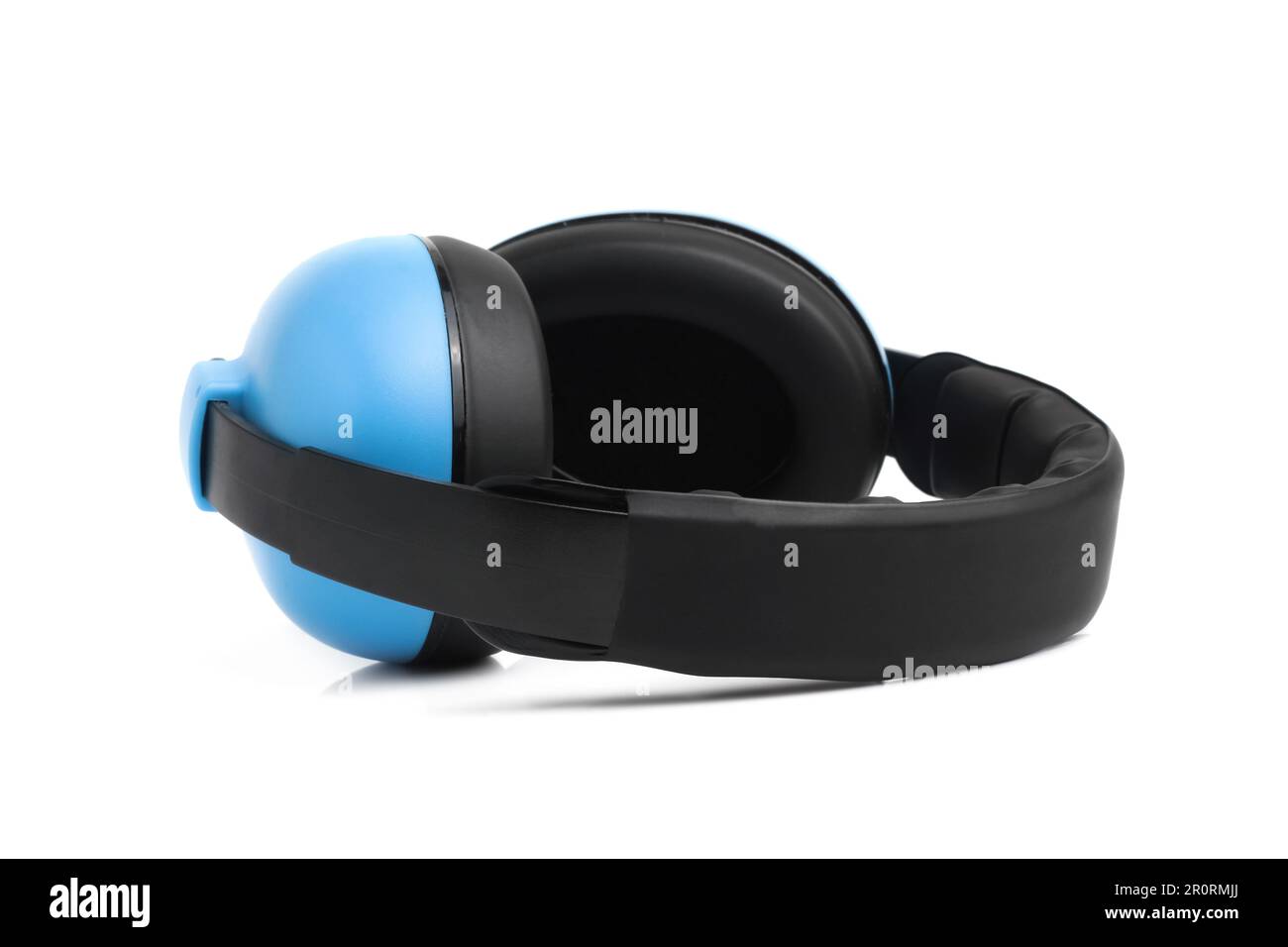 Blue ear muff isolated on white background. head phones on a white ...