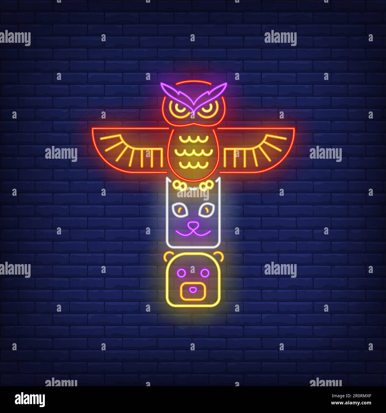 Totem pole with animals neon sign Stock Vector Image & Art - Alamy