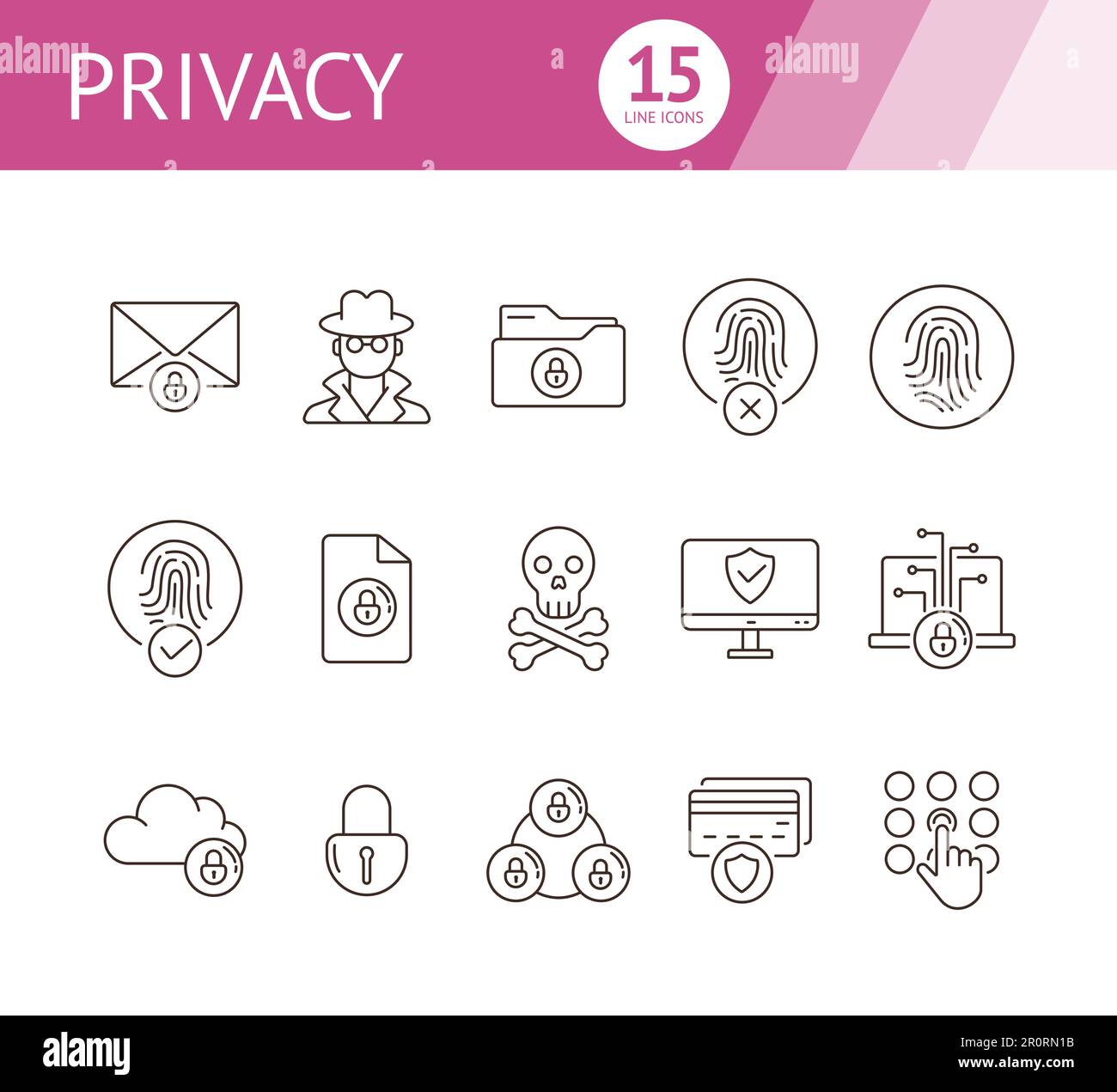 Data privacy linear icons Stock Vector Images - Alamy