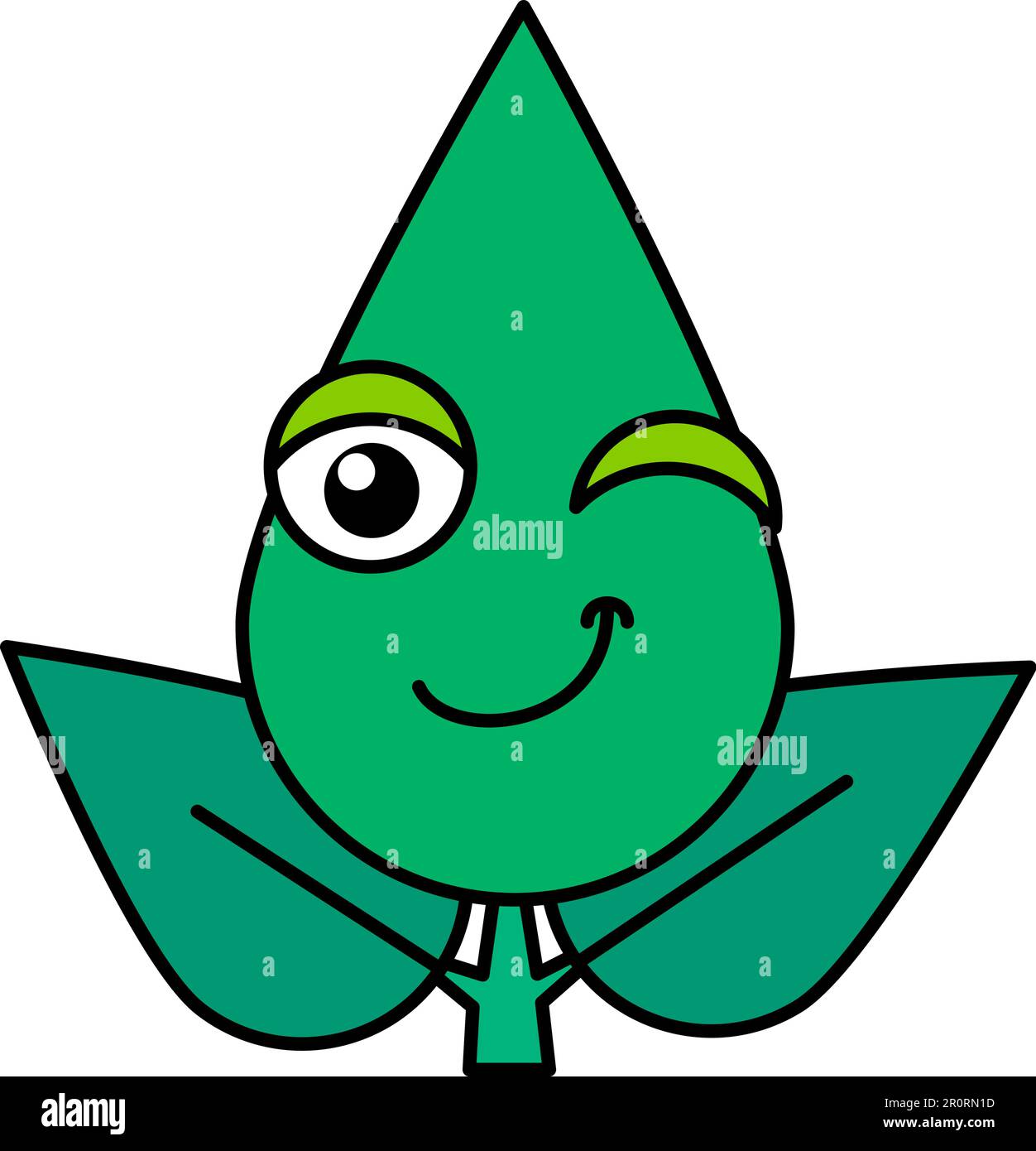 Botanical winking emoticon thin line icon. Funny green tree playful ...