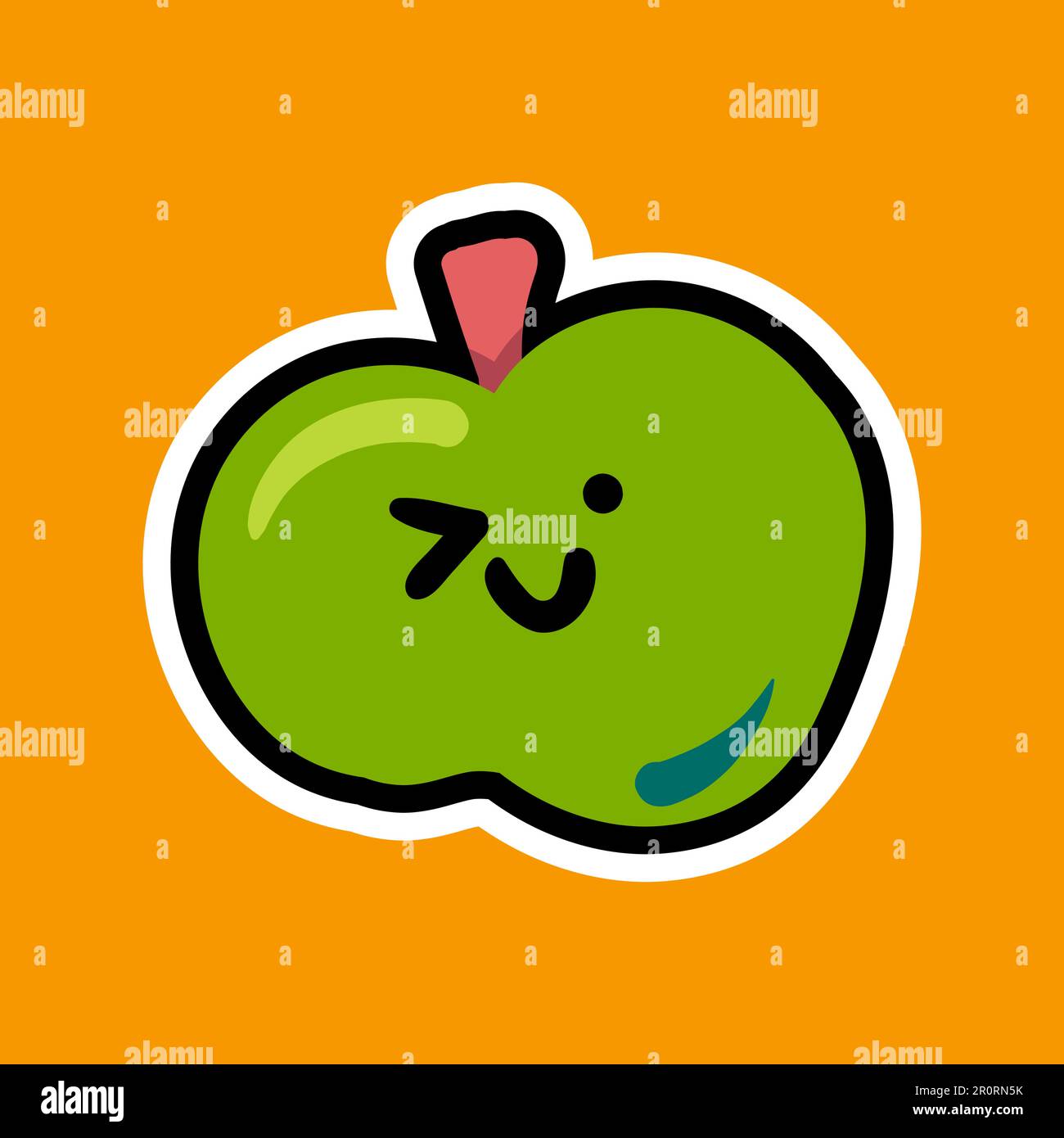 Winking apple cartoon kawaii character. Apple fruit isolated vector ...