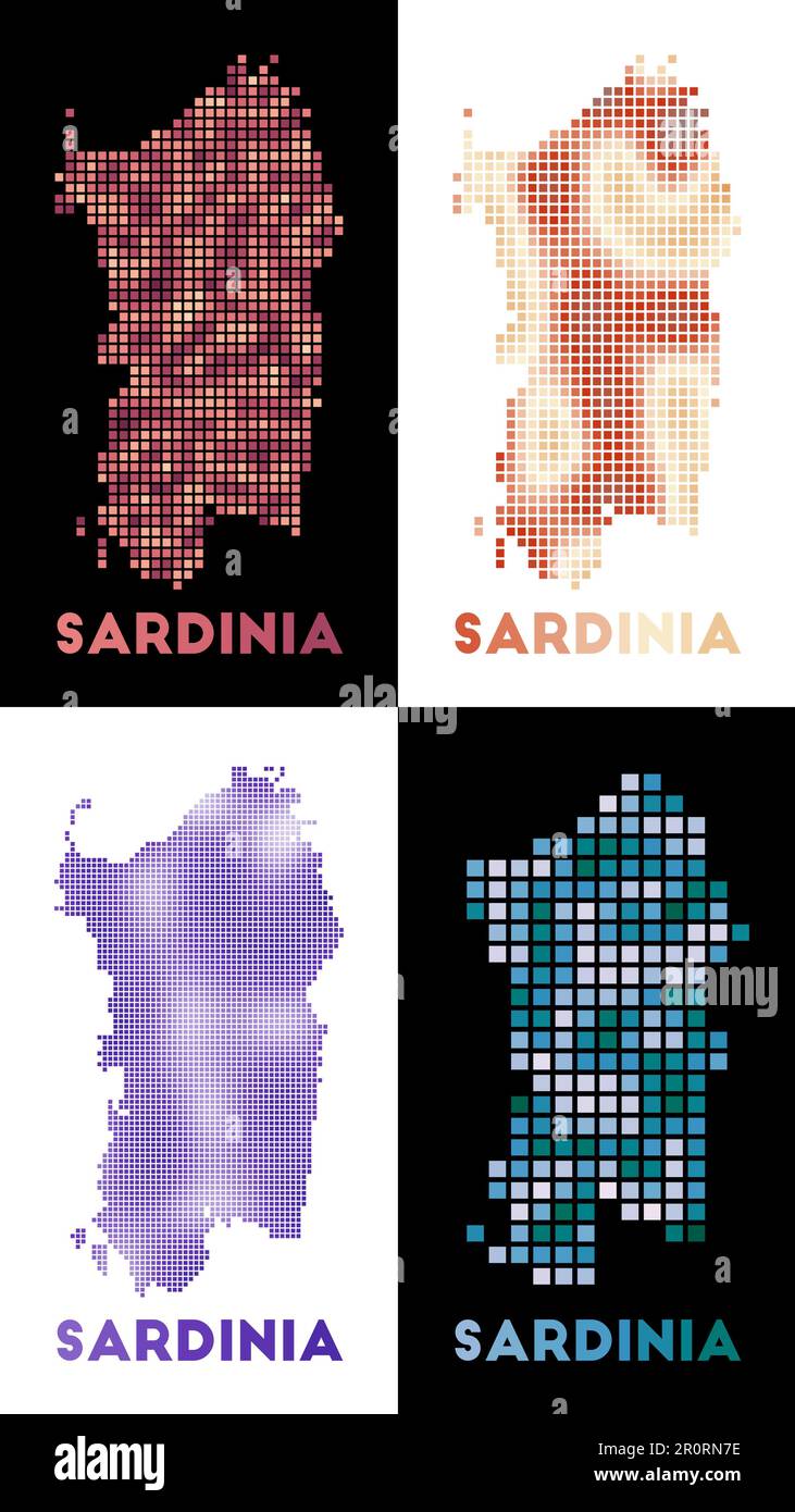 Sardinia map. Collection of maps of Sardinia in dotted style. Borders ...
