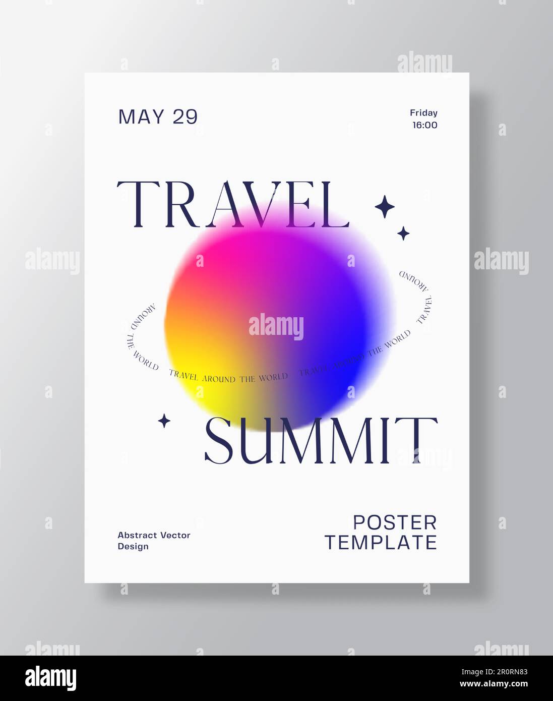 Blurry shapes with y2k aura brutalism effect abstract vector travel poster template. Colorful ...