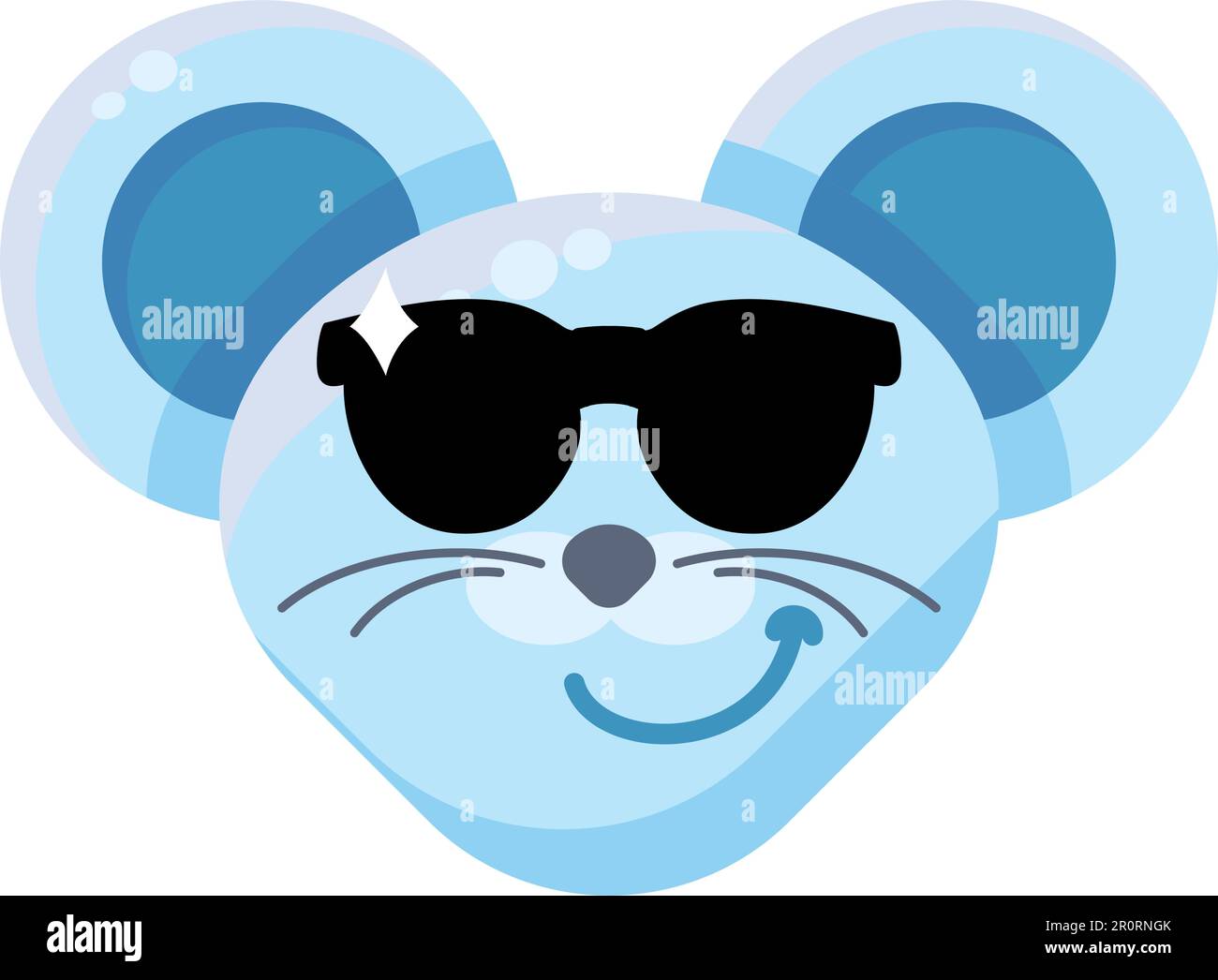 Mouse face cool boy emoticon sticker. Confident animal emoji, macho rat ...