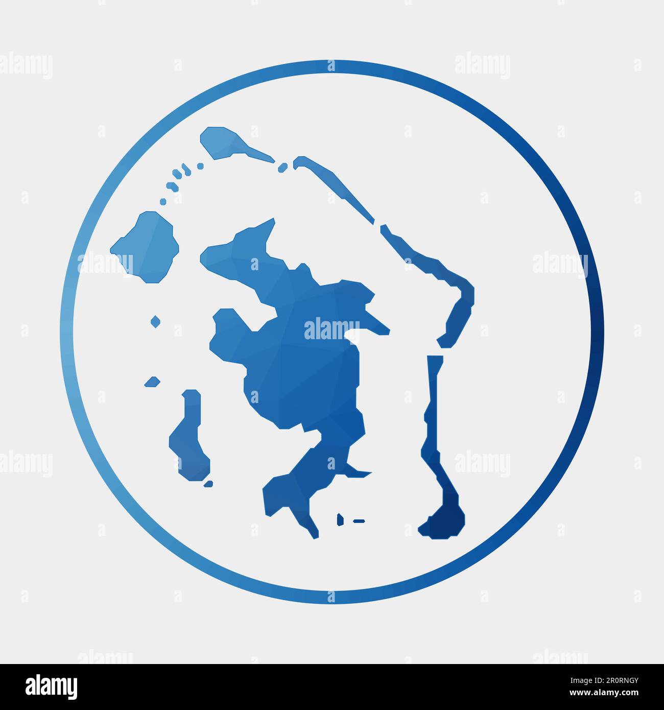 Bora Bora icon. Polygonal map in gradient ring. Round low poly Bora ...