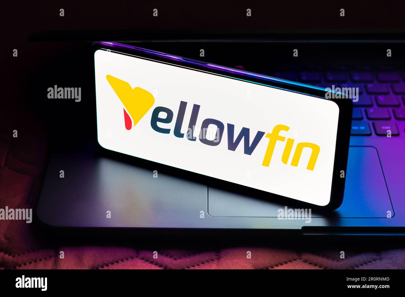 In this photo illustration, the Yellowfin Business Intelligence logo is ...