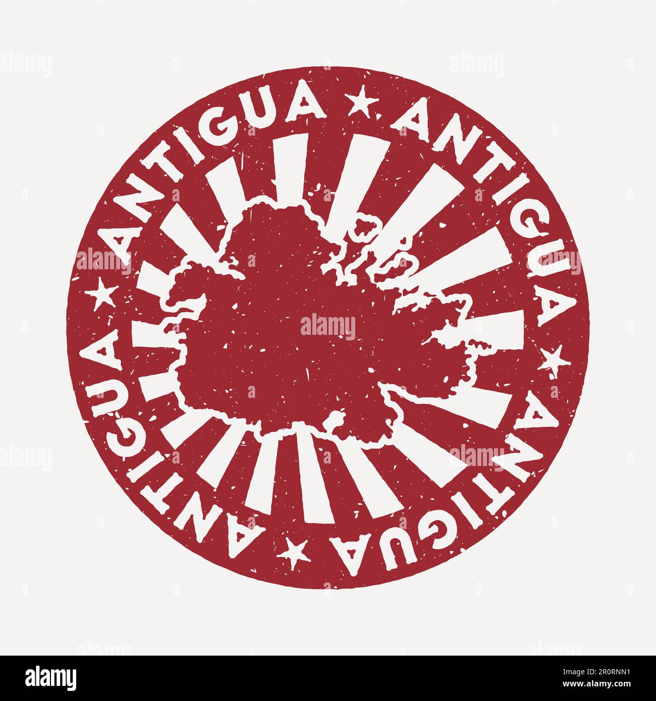 Antigua stamp. Travel red rubber stamp with the map of the island ...