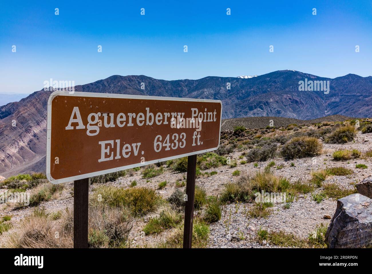 Elevation sign at Aguereberry Point, 6433 feet (1960.8 meters ...