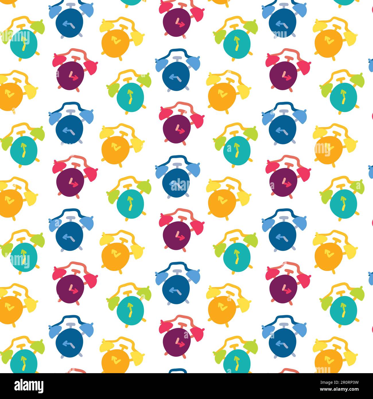 Alarm clock vector seamless pattern. Timer, watch texture. Wrapping ...