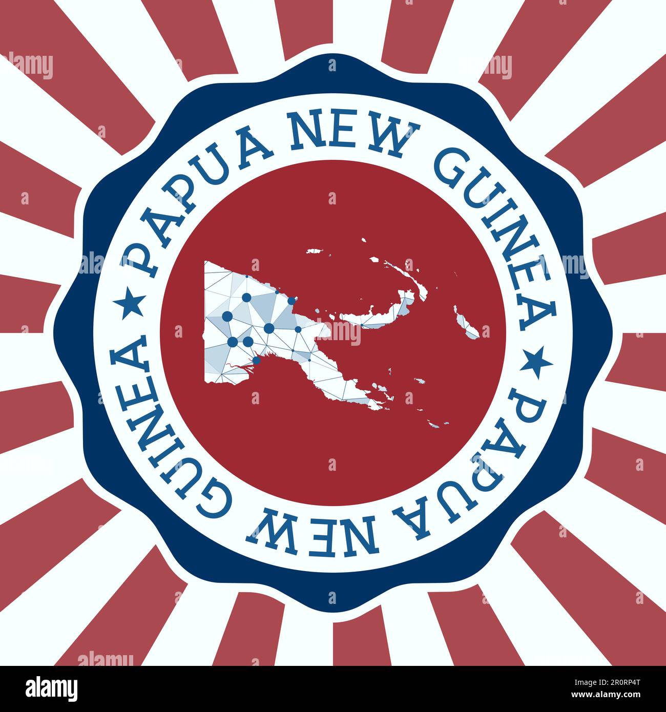 Papua New Guinea Badge. Round logo of country with triangular mesh map ...