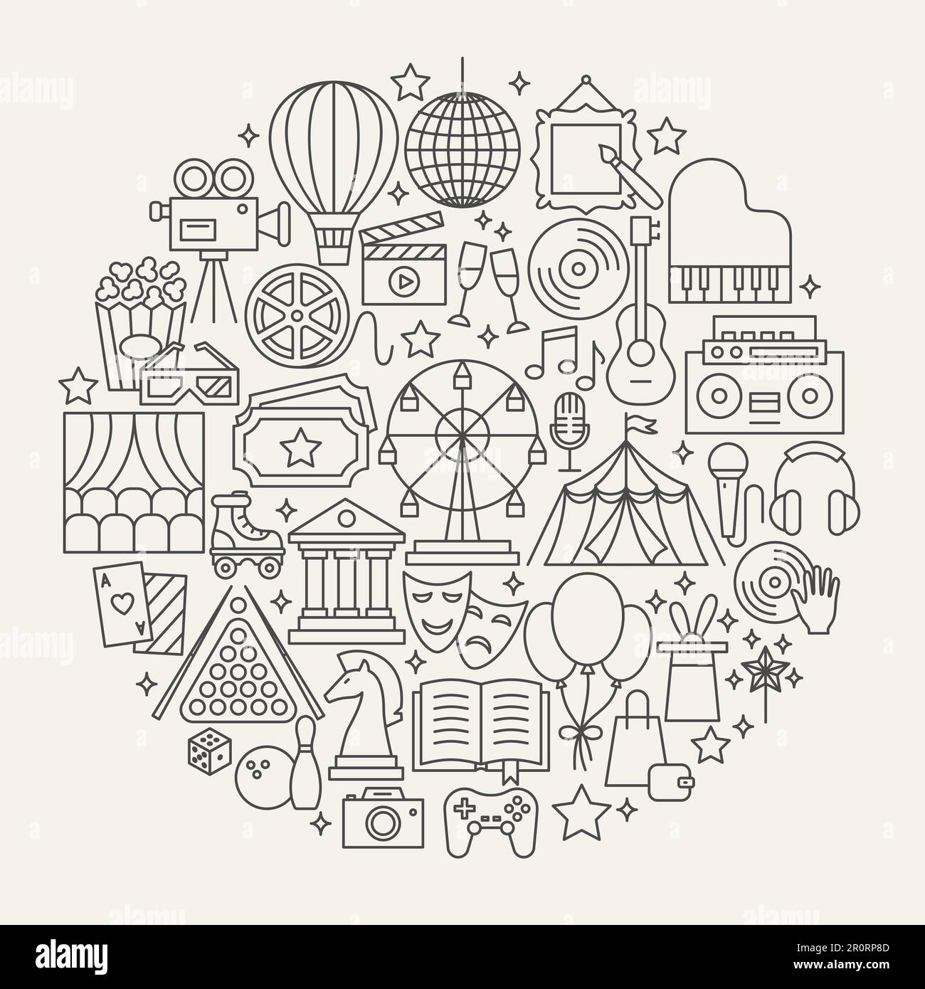 Entertainment Line Icons Circle Stock Vector Image & Art - Alamy