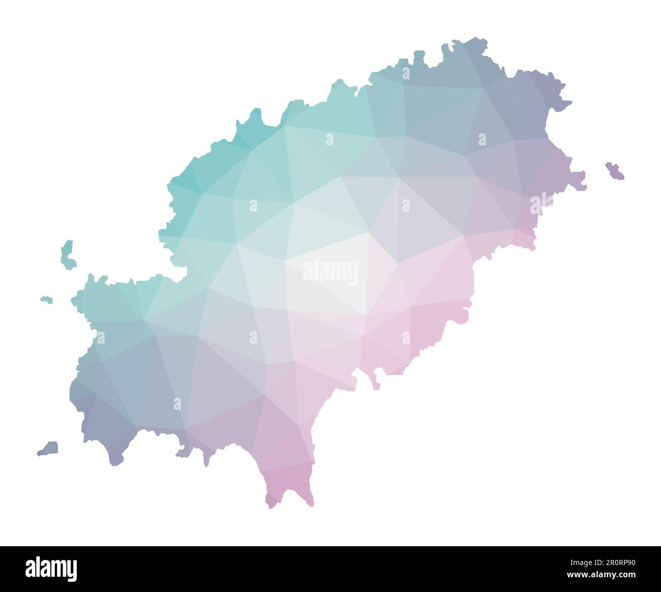 Polygonal map of Ibiza. Geometric illustration of the island in emerald ...