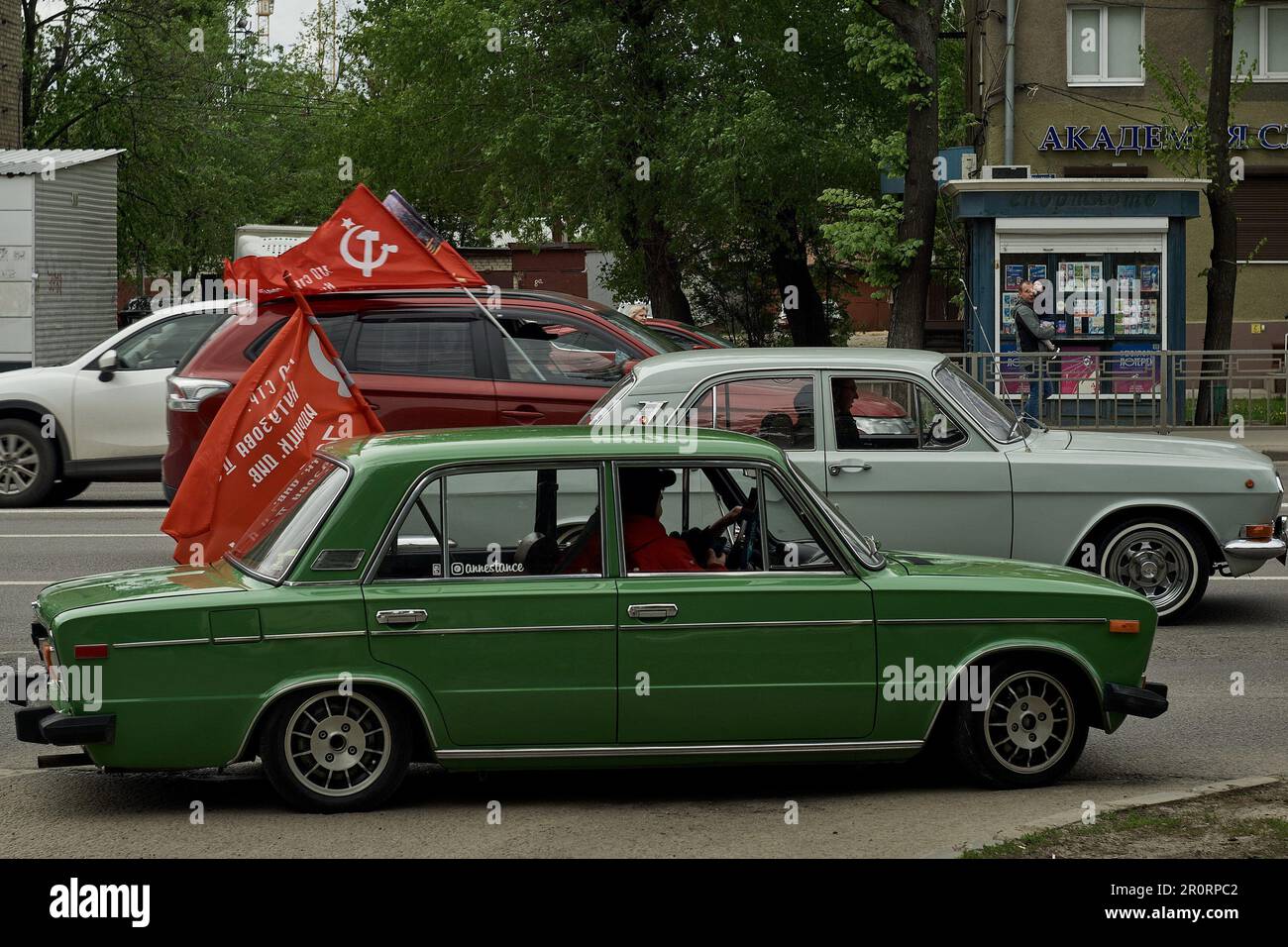 Voronezh, Russia. 09th May, 2023. Motor rally with Soviet symbols on ...