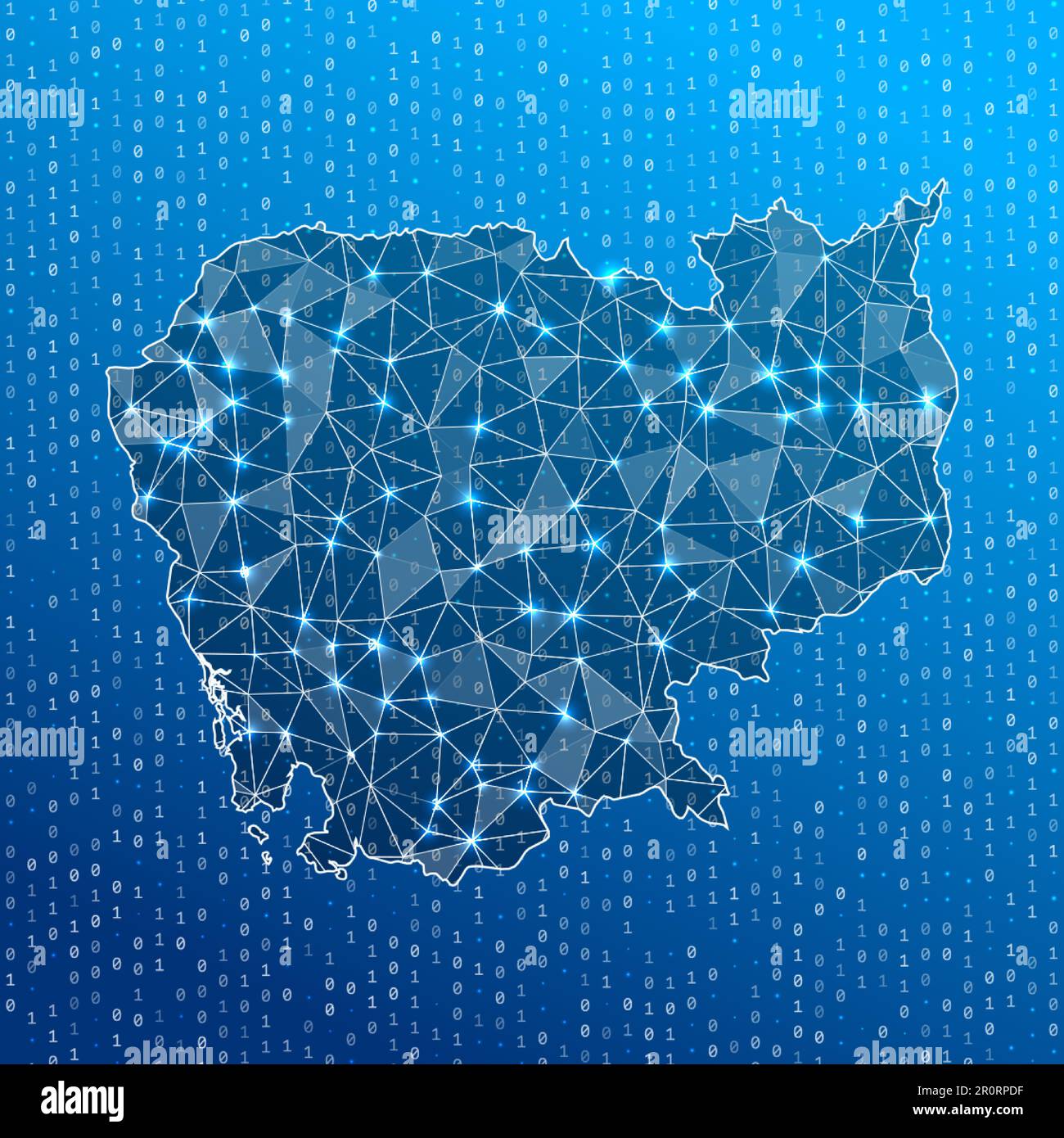Network map of Cambodia. Country digital connections map. Technology, internet, network ...