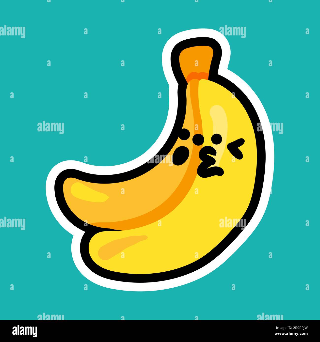 Winking banana cartoon kawaii character. Fruit emoji vector isolated ...