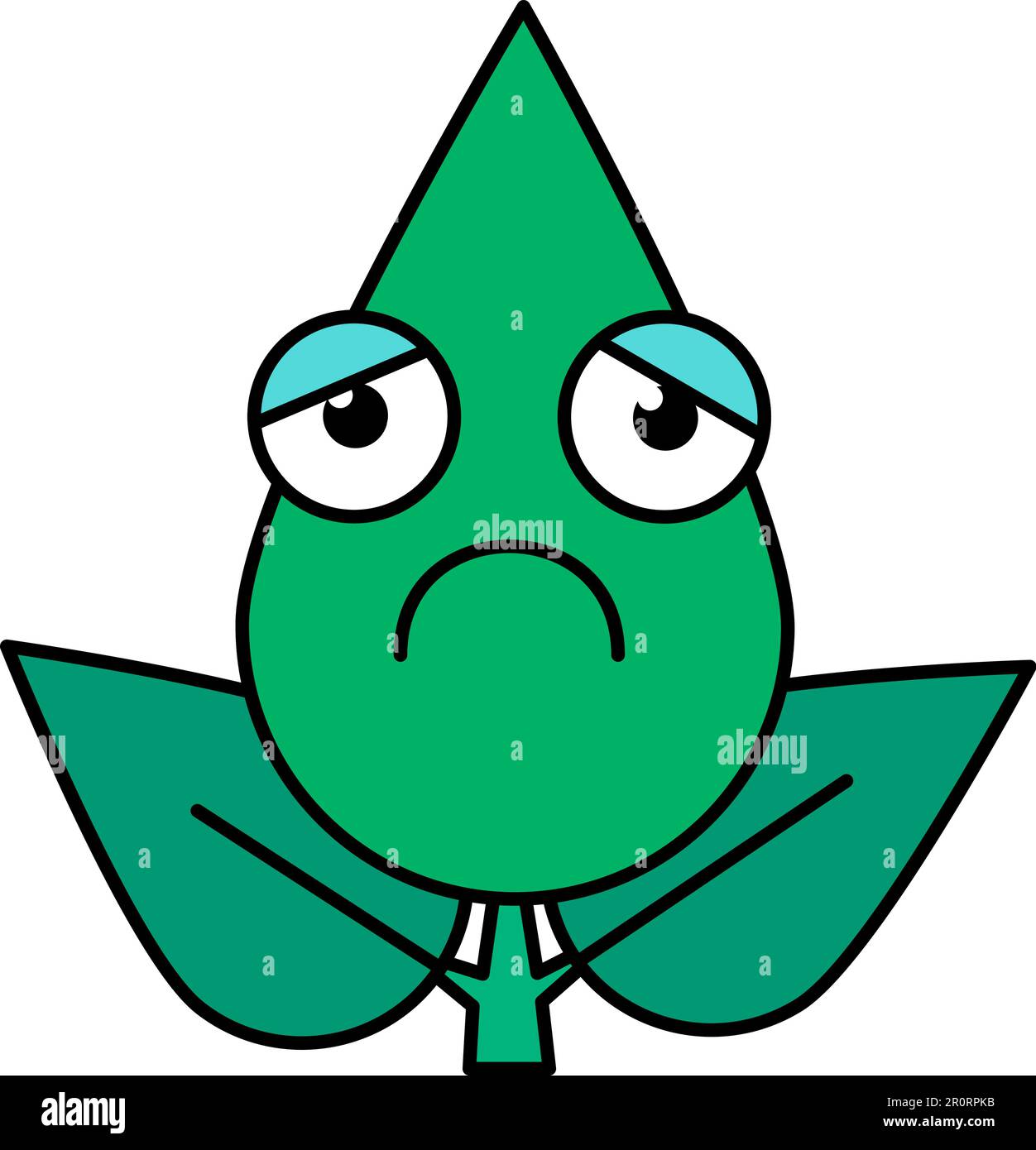 Tree leaf sad emoticon thin line icon. Tired, exhausted face, gloomy ...