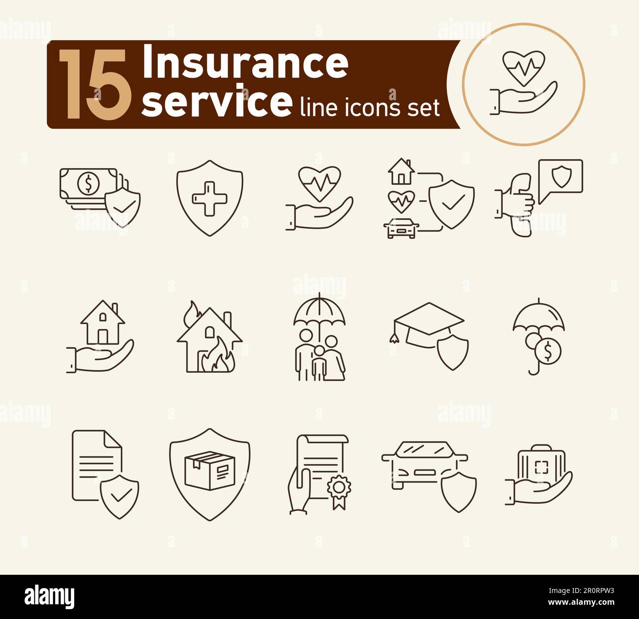 Insurance service line icon set Stock Vector Image & Art - Alamy